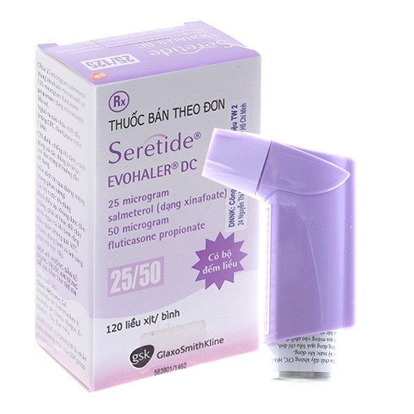 Thuốc xịt Seretide Evohaler DC 25/250mcg trị hen suyễn chai 120 liều ...