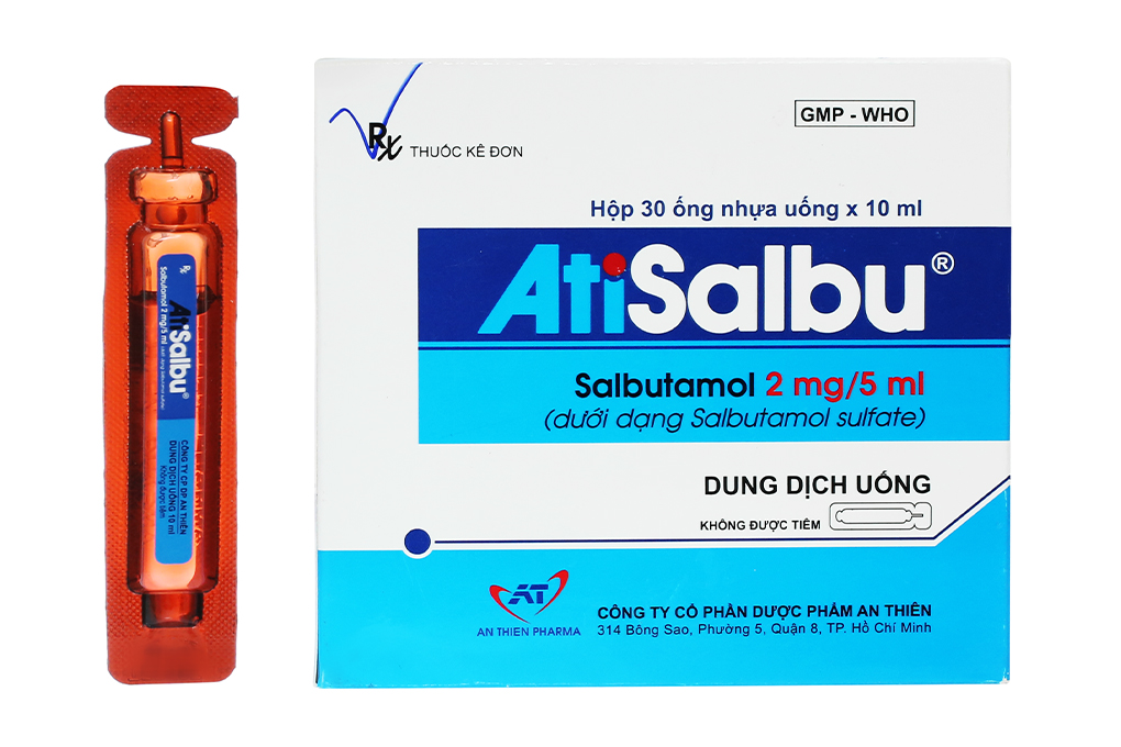 Dung dịch uống AtiSalbu 2mg/5ml trị hen suyễn (30 ống x 10ml) - 08/2024 ...
