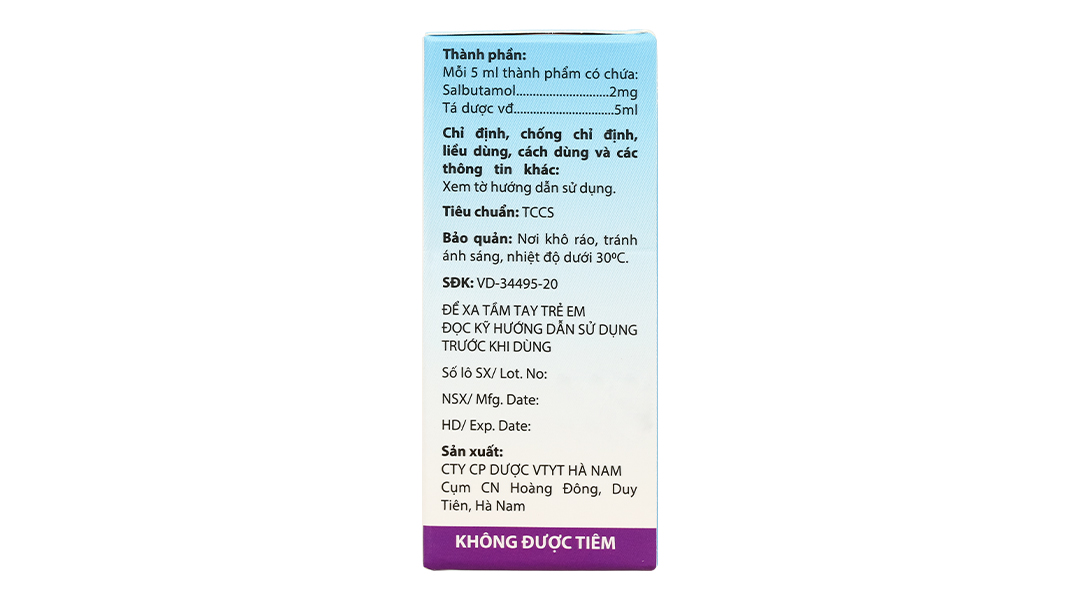 Dung dịch uống Sallet 2mg/5ml trị hen suyễn, viêm phế quản (10 ống x ...