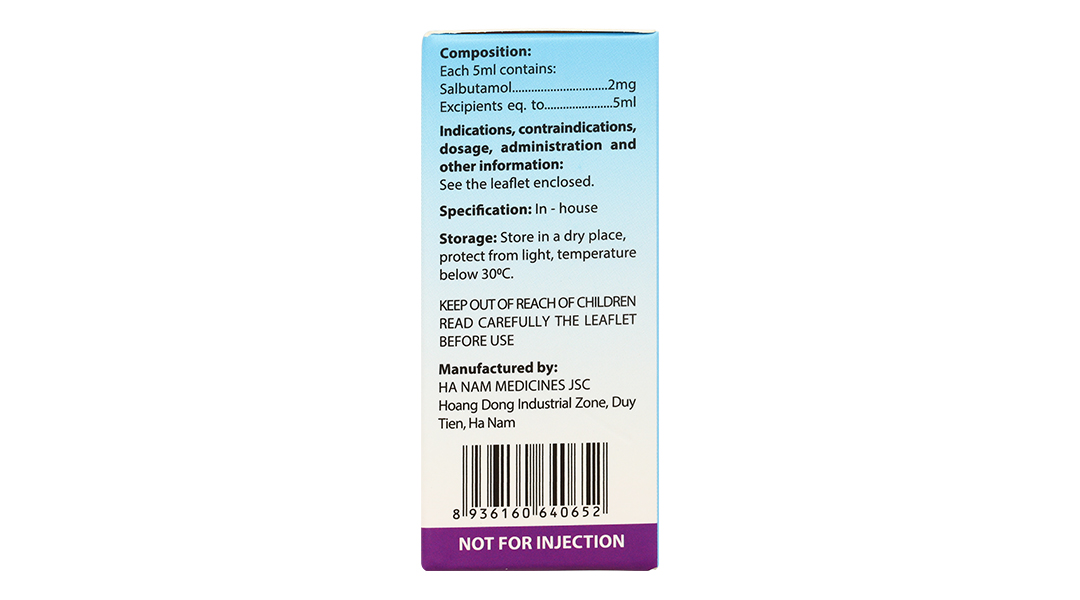 Dung dịch uống Sallet 2mg/5ml trị hen suyễn, viêm phế quản (10 ống x ...