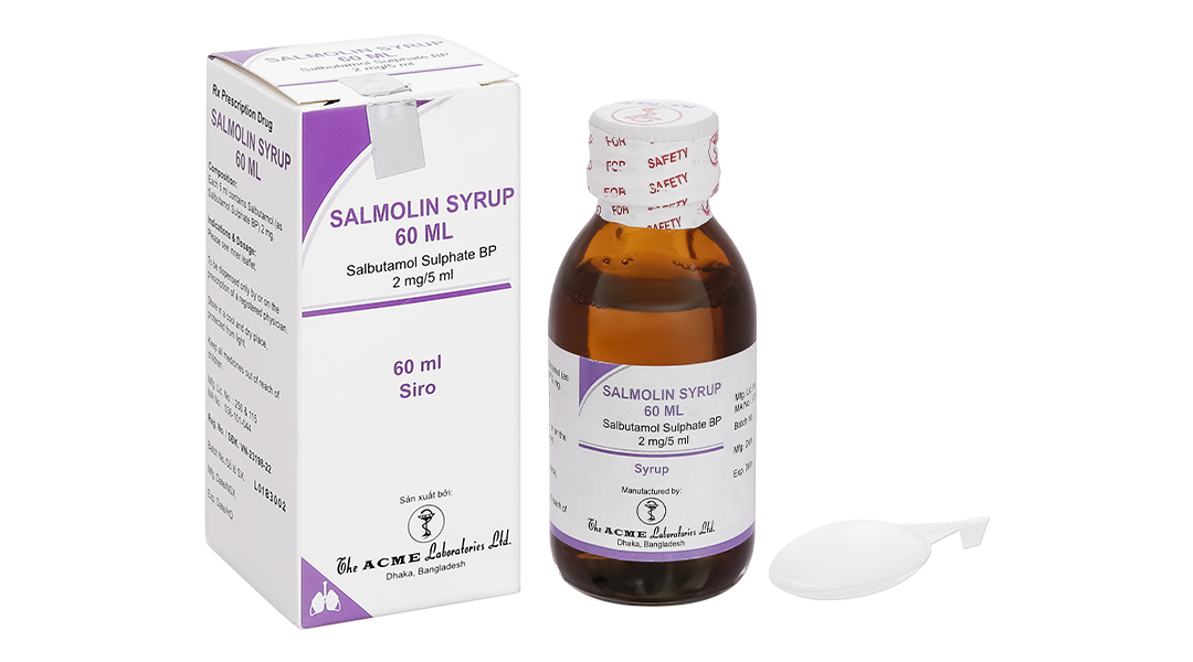 Salmolin Syrup 2mg/5ml trị bệnh hen, co thắt phế quản chai 60ml - 08/ ...