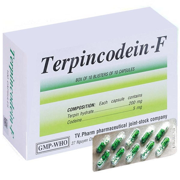 Terpincodein-F trị ho, loãng đàm trong bệnh lý hô hấp (10 vỉ x 10 viên ...