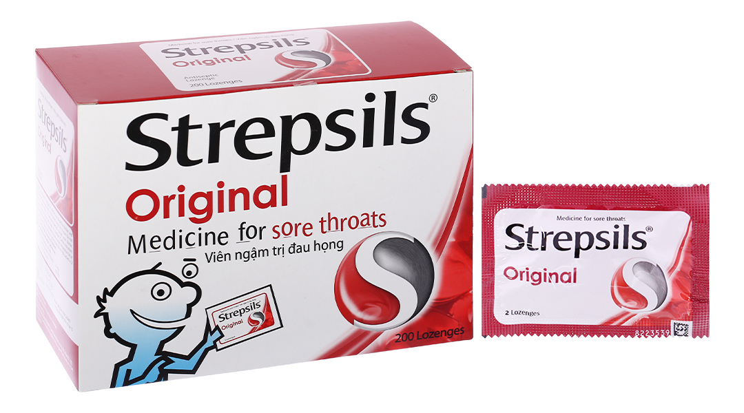 Viên ngậm Strepsils Original kháng khuẩn, giảm đau họng (100 gói x 2 ...