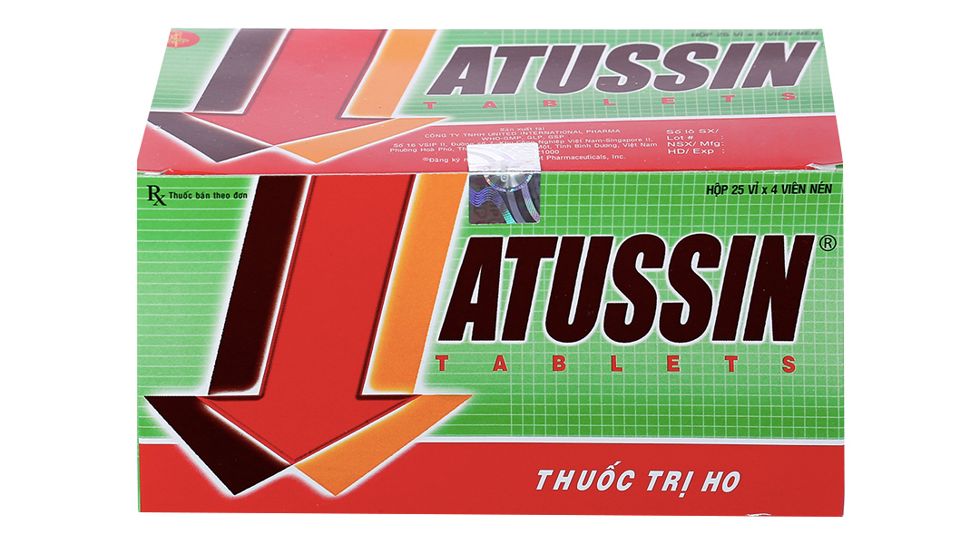 Atussin trị ho trong bệnh lý hô hấp (25 vỉ x 4 viên) 03/2023 ...