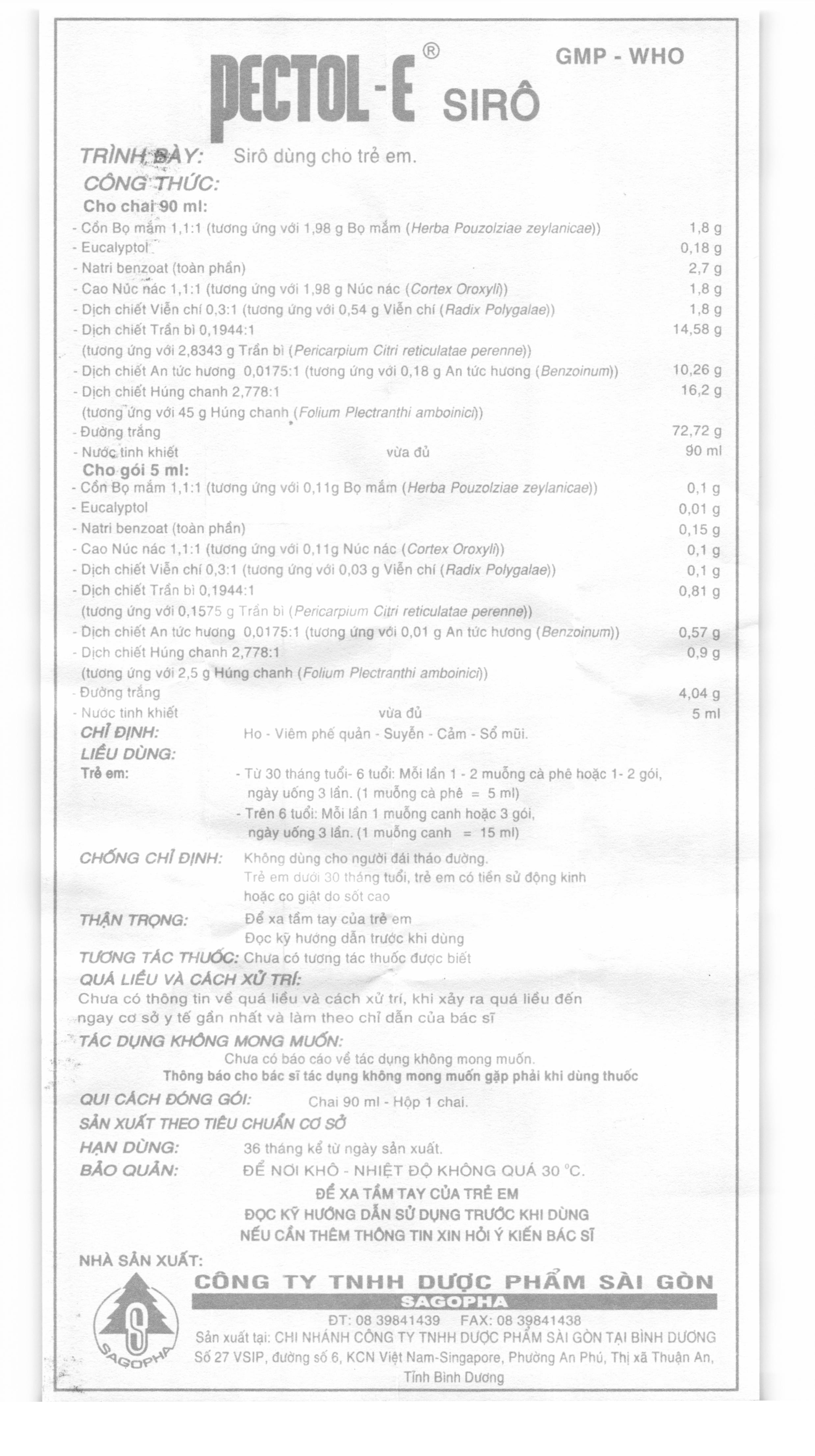 Siro ho Pectol-E chai 90ml-Nhà thuốc An Khang