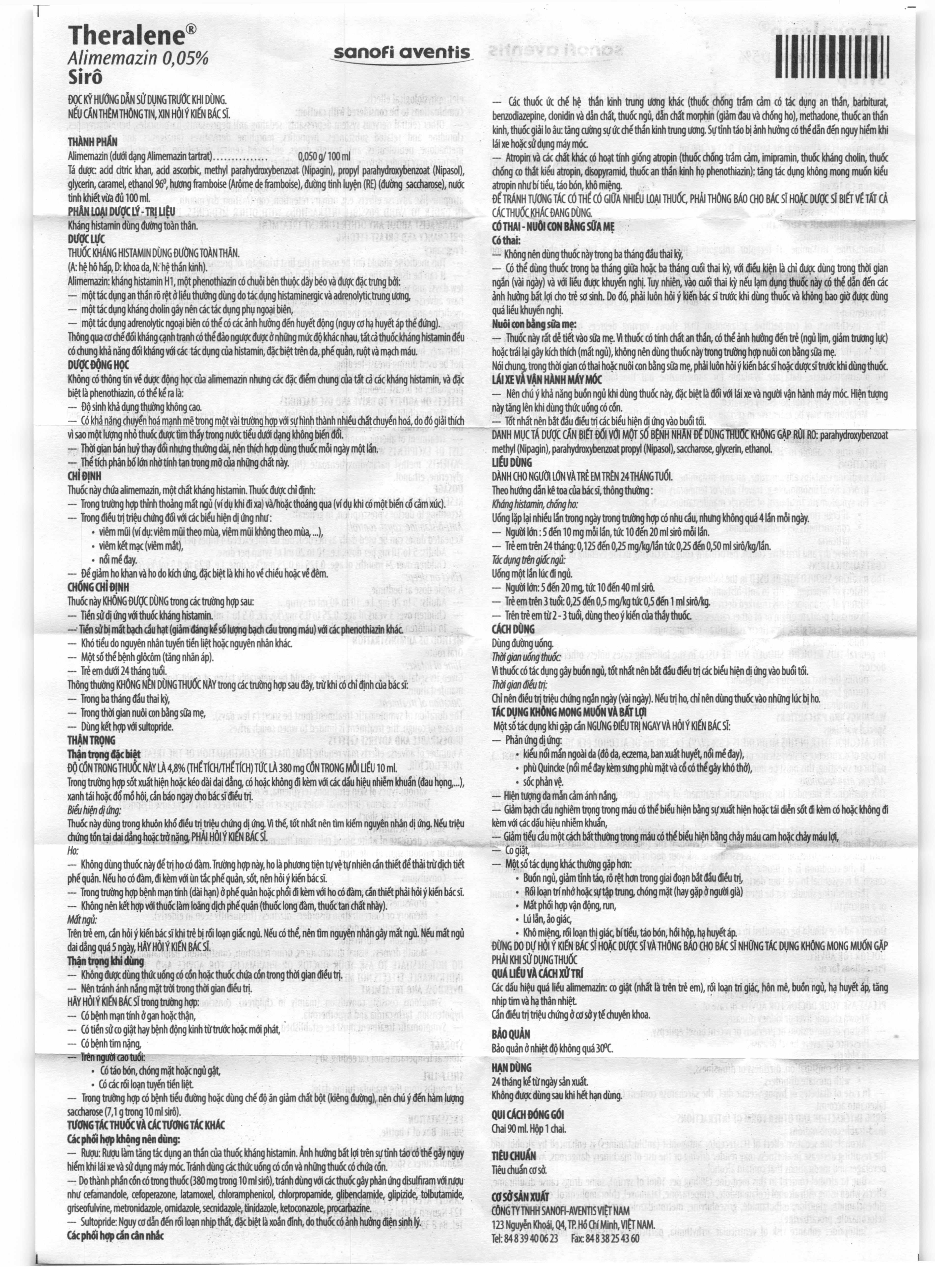 Siro Theralene chai 90ml-Nhà thuốc An Khang