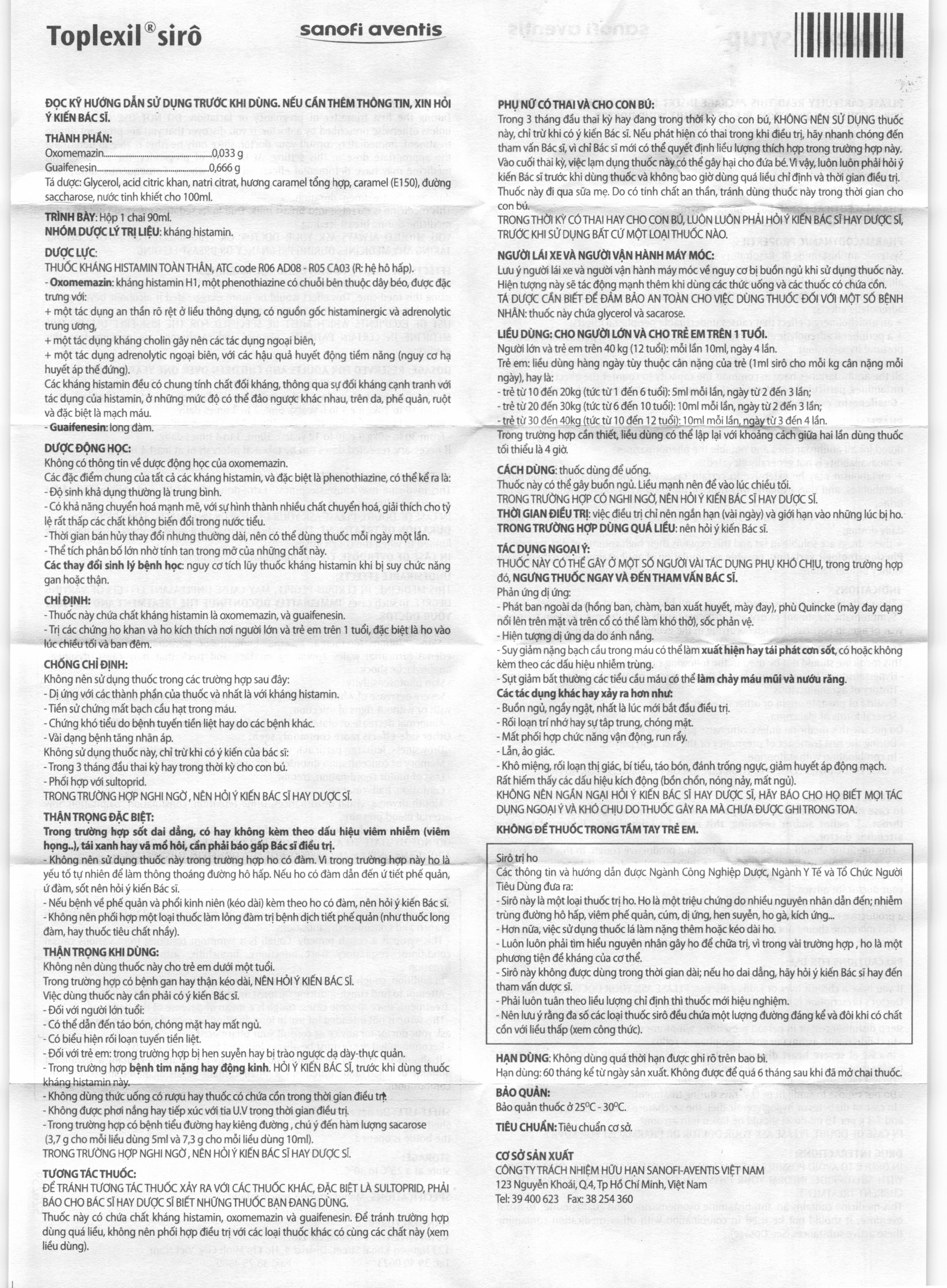 Siro ho Toplexil chai 90ml-Nhà thuốc An Khang