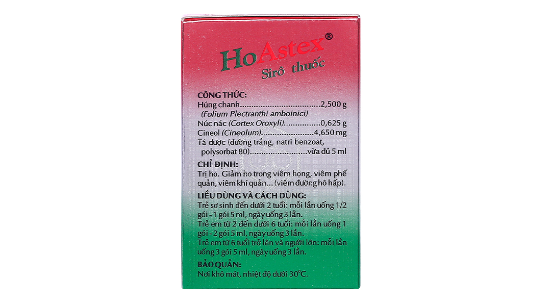 Siro HoAstex trị ho, viêm phế quản (30 gói x 5ml) - 08/2024 ...