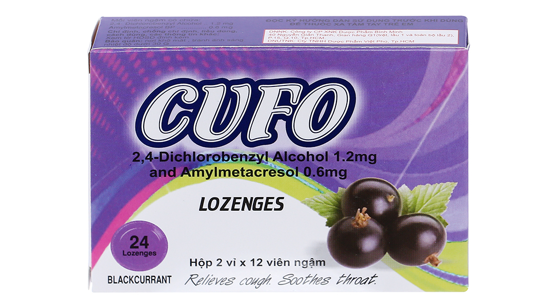Kẹo ngậm Cufo trị viêm họng, đau họng hộp 24 viên-Nhà thuốc An Khang