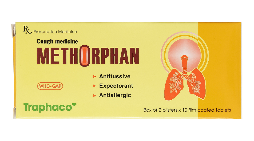 Methorphan trị ho khan, ho có đờm trong bệnh lý hô hấp (2 vỉ x 10 viên ...