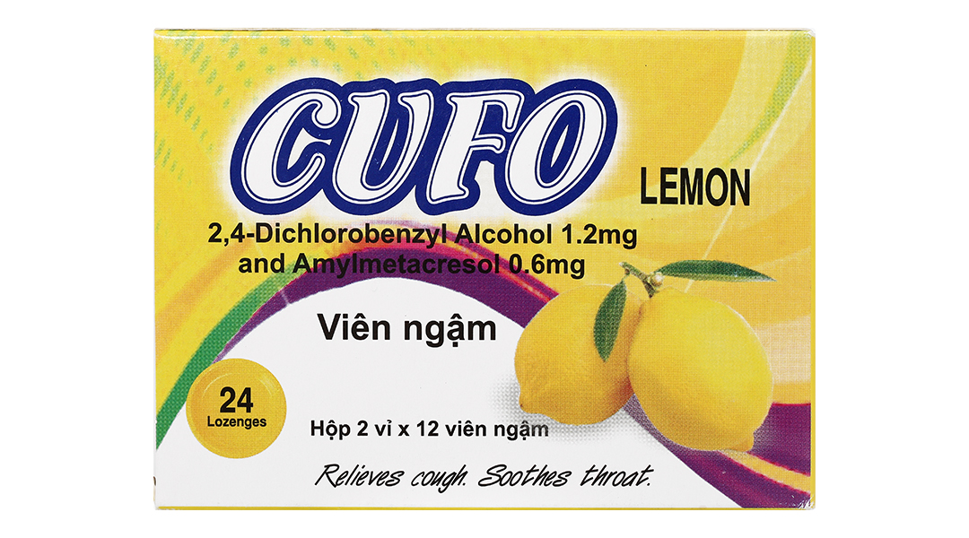 Viên ngậm Cufo Lemon hỗ trợ trị viêm họng, đau họng (2 vỉ x 12 viên ...