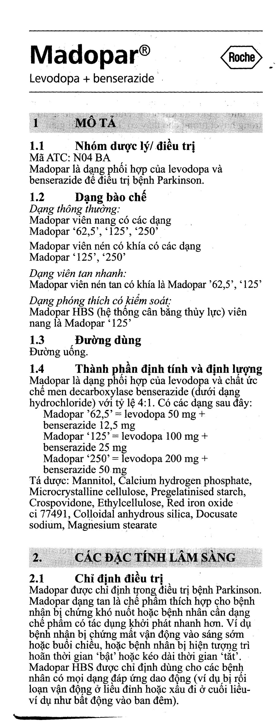 Thuốc Madopar 250mg hộp 30 viên-Nhà thuốc An Khang