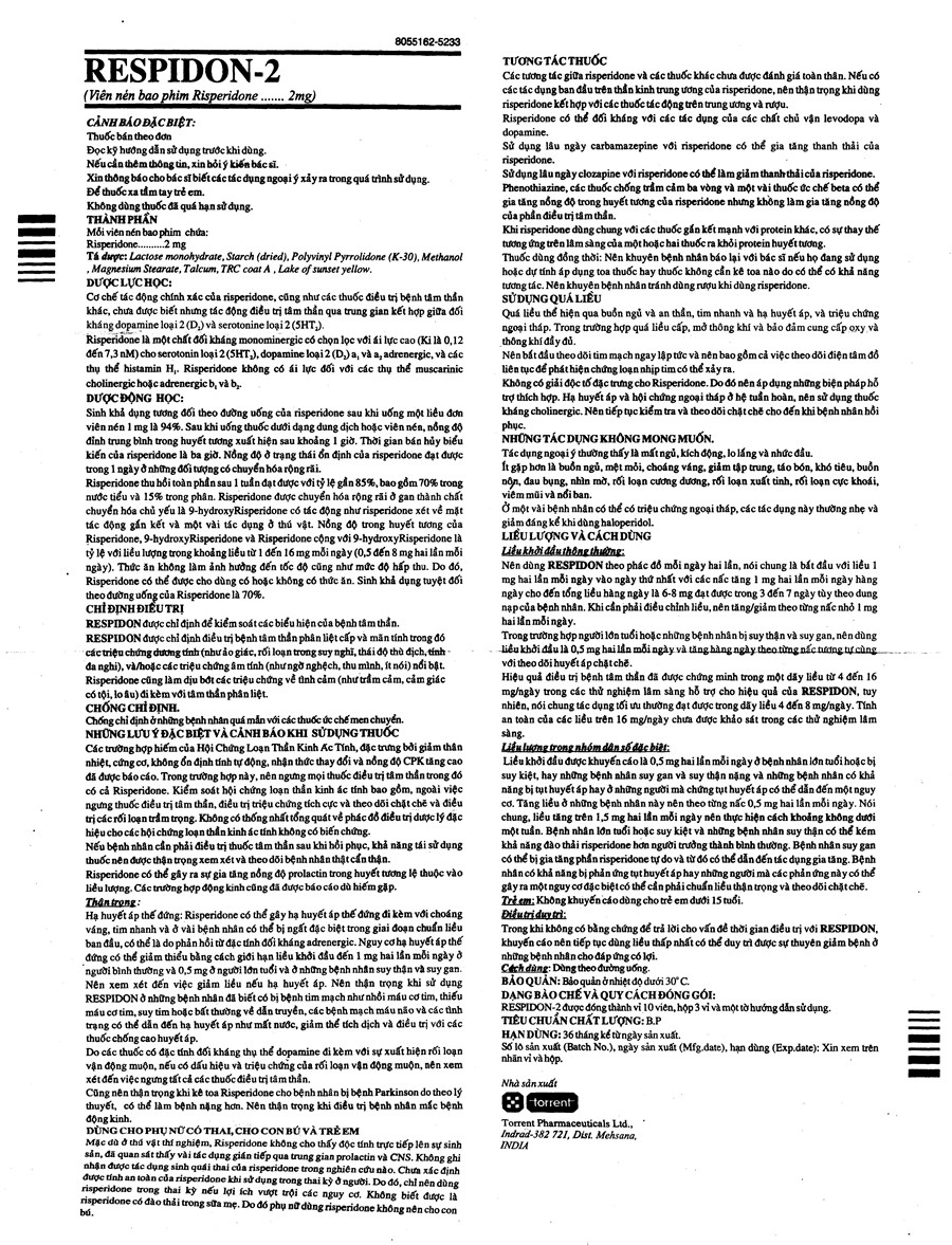 Thuốc Respidon-2 hộp 30 viên-Nhà thuốc An Khang