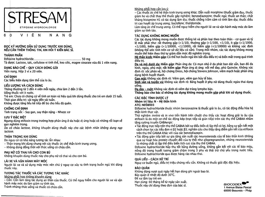 Thuốc Stresam hộp 60 viên-Nhà thuốc An Khang