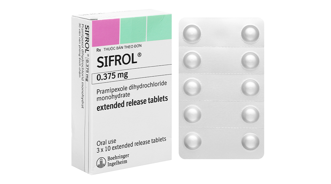 Sifrol 0.375mg trị các dấu hiệu và triệu chứng của bệnh Parkinson (3 vỉ ...