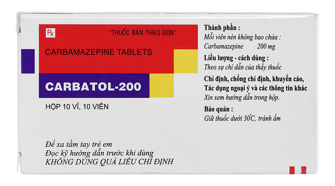 Carbatol-200 trị động kinh (10 vỉ x 10 viên) - 08/2024 ...