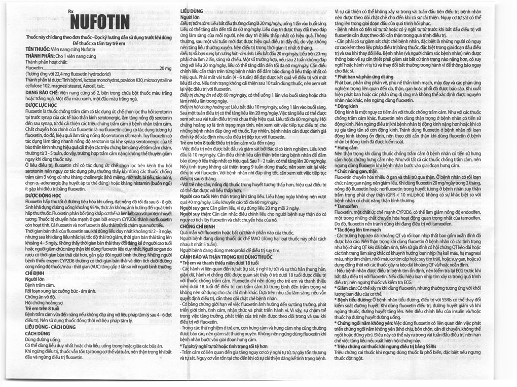 Nufotin 20mg trị trầm cảm (3 vỉ x 10 viên) 04/2023 - Nhathuocankhang.com