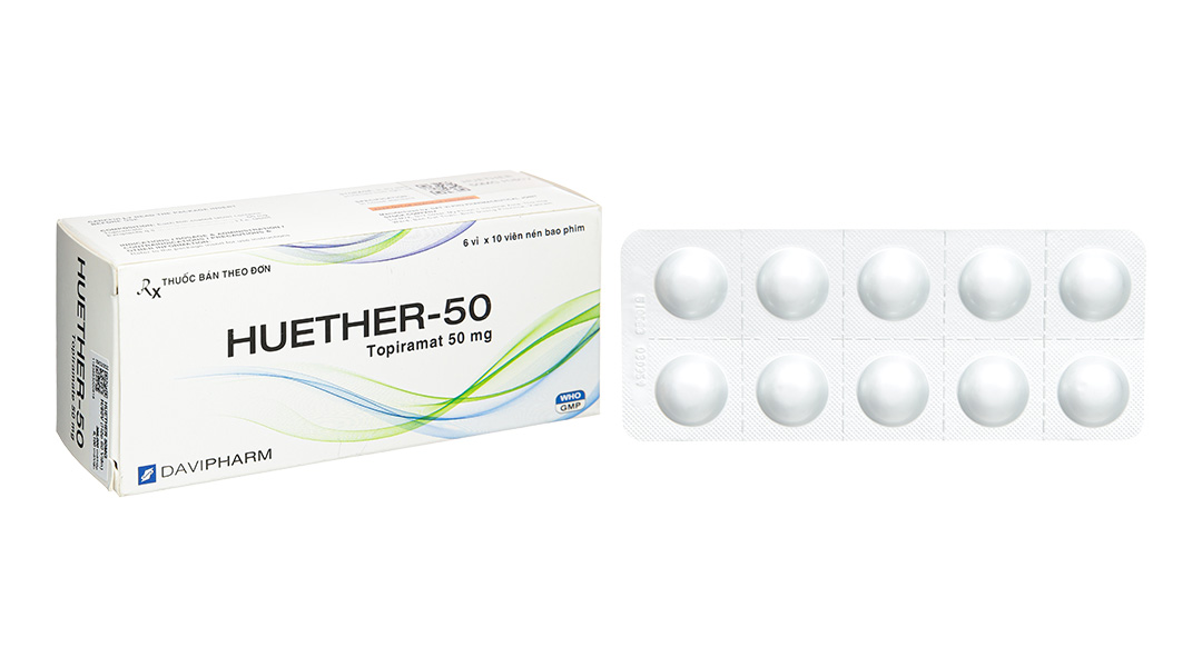 Huether-50 trị động kinh, dự phòng đau nửa đầu (6 vỉ x 10 viên) - 07/ ...