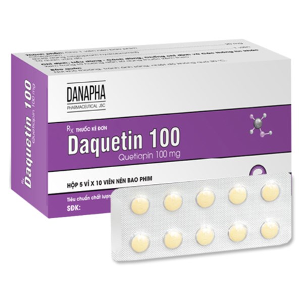 Daquetin 100 trị tâm thần phân liệt, rối loạn lưỡng cực (5 vỉ x 10 viên ...