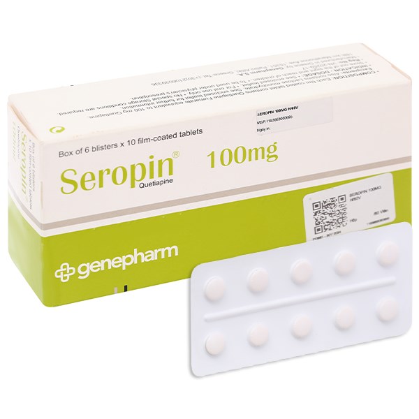Seropin 100mg trị tâm thần phân liệt, rối loạn lưỡng cực (6 vỉ x 10 ...