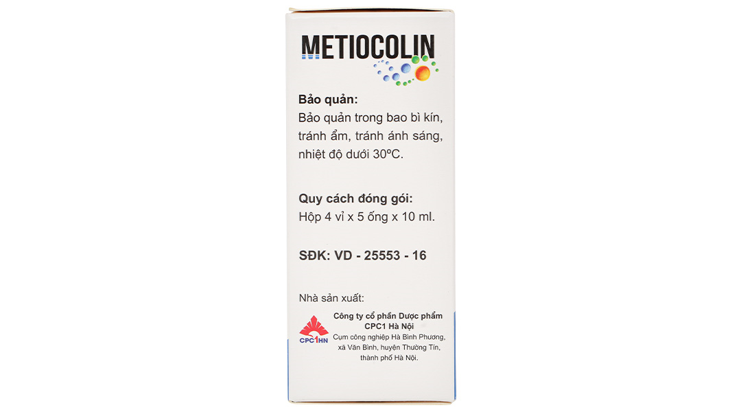Dung dịch uống Metiocolin 100mg/10ml trị rối loạn ý thức, Parkinson (4 ...