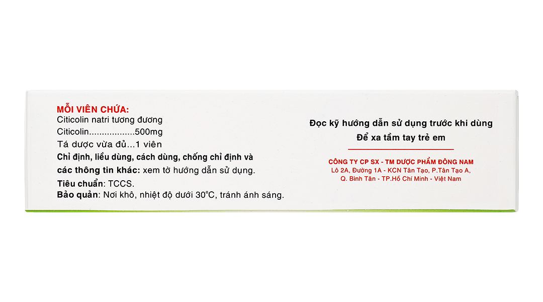 Baticolin 500mg trị bệnh mạch máu não, chấn thương sọ não (3 vỉ x 10 ...