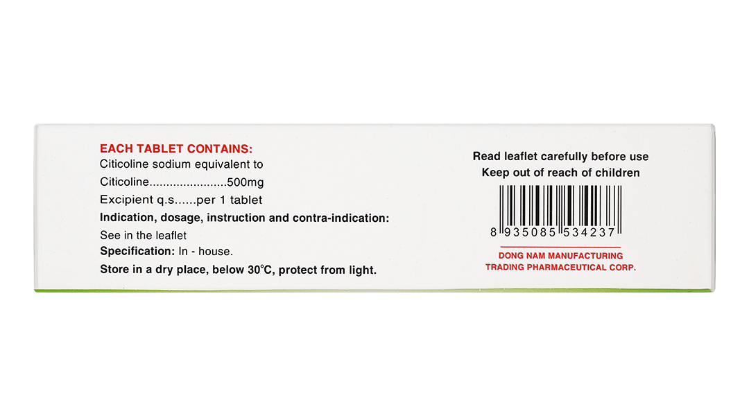 Baticolin 500mg trị bệnh mạch máu não, chấn thương sọ não (3 vỉ x 10 ...