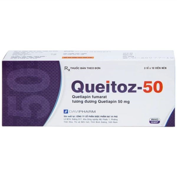 Queitoz 50mg Đạt Vi Phú trị tâm thần phân liệt (3 vỉ x 10 viên) - 02/ ...