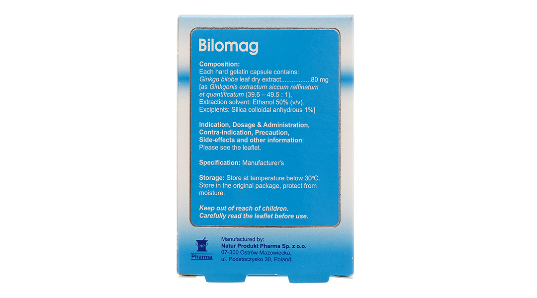 Bilomag 80mg trị rối loạn tuần hoàn máu não và ngoại biên (6 vỉ x 10 ...