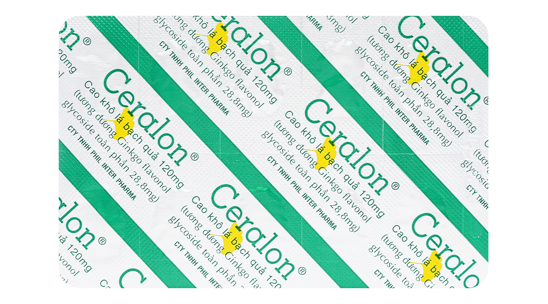 Ceralon 120mg tuần hoàn máu não, cải thiện trí nhớ (10 vỉ x 10 viên ...