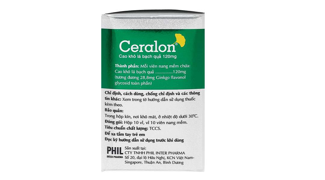 Ceralon 120mg tuần hoàn máu não, cải thiện trí nhớ (10 vỉ x 10 viên ...