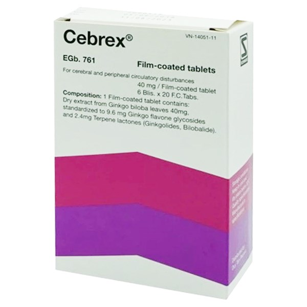 Cebrex S 80mg điều trị rối loạn tuần hoàn não và ngoại biên (6 vỉ x 20 ...