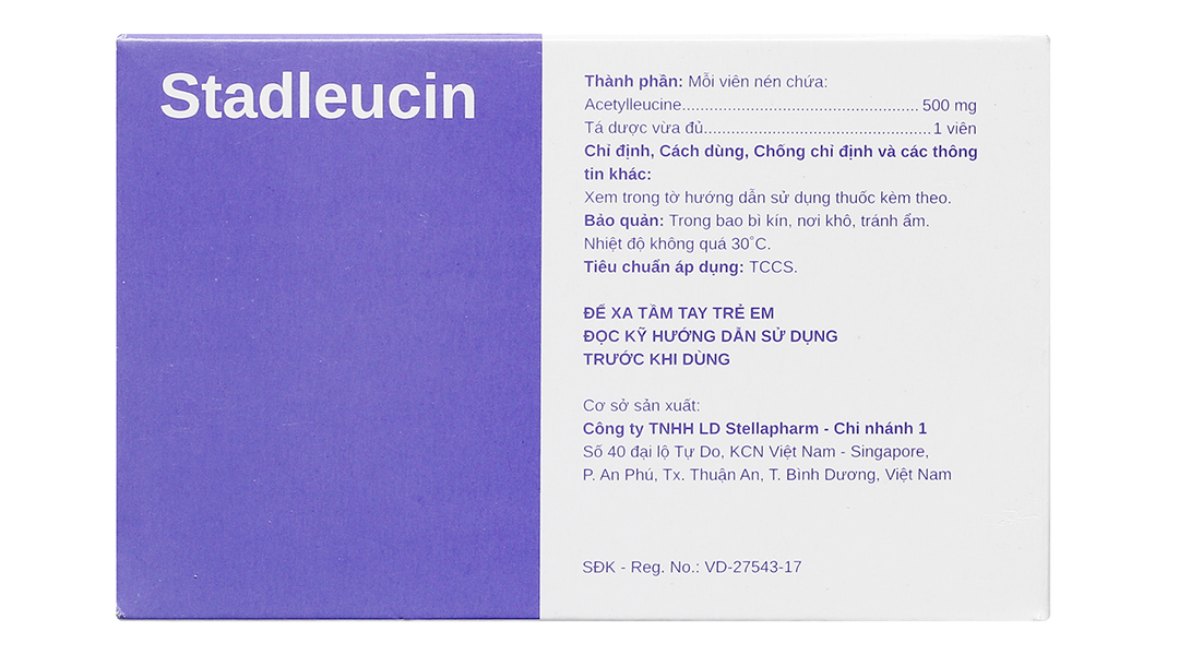 Stadleucin 500mg trị triệu chứng chóng mặt (10 vỉ x 10 viên) - 08/2024 ...