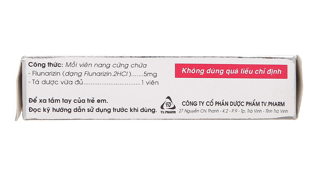 Flunarizine 5mg TV Pharm trị dự phòng đau nửa đầu (3 vỉ x 10 viên) - 08 ...