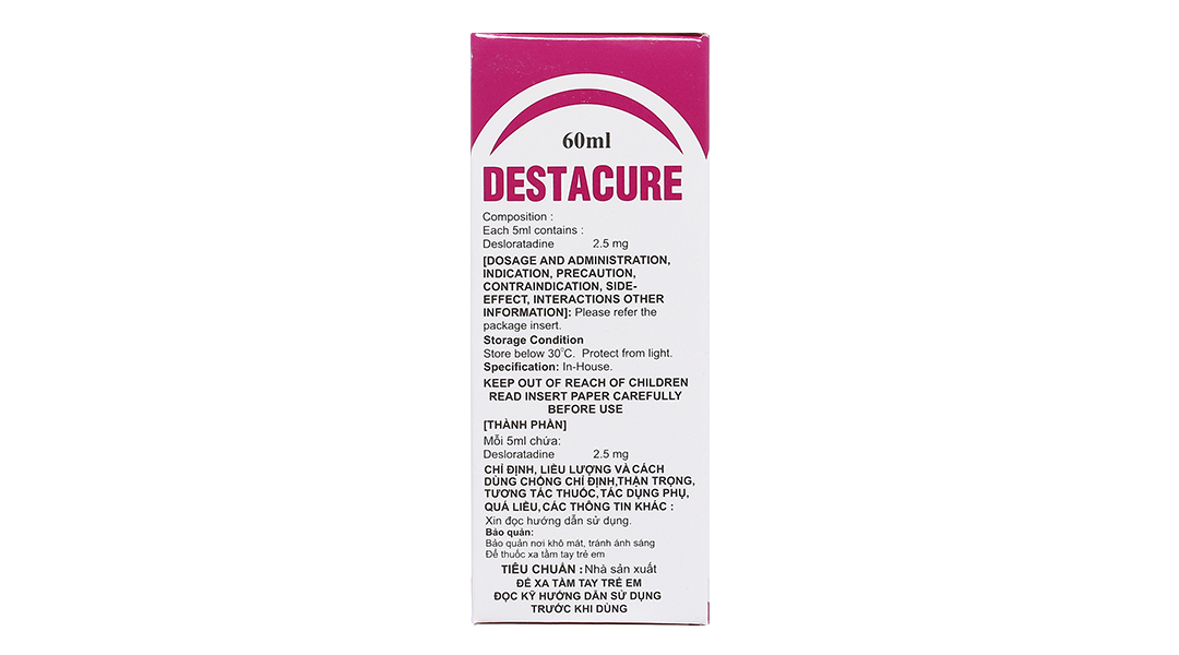 Siro Destacure 2.5mg/5ml trị viêm mũi dị ứng, mày đay tự phát chai 60ml ...