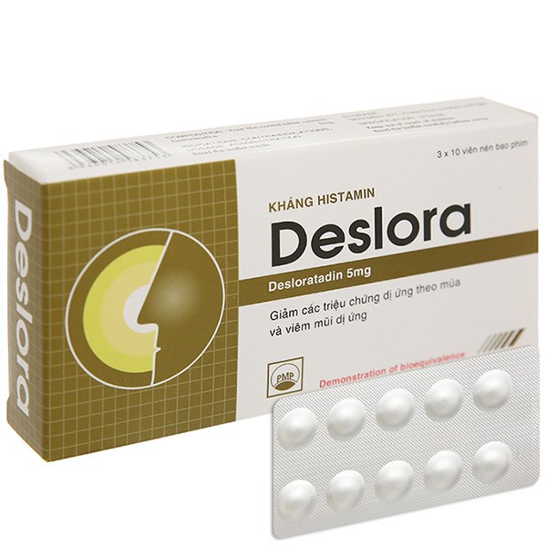 Deslora 5mg trị viêm mũi dị ứng, mề đay (3 vỉ x 10 viên) - 11/2024 ...