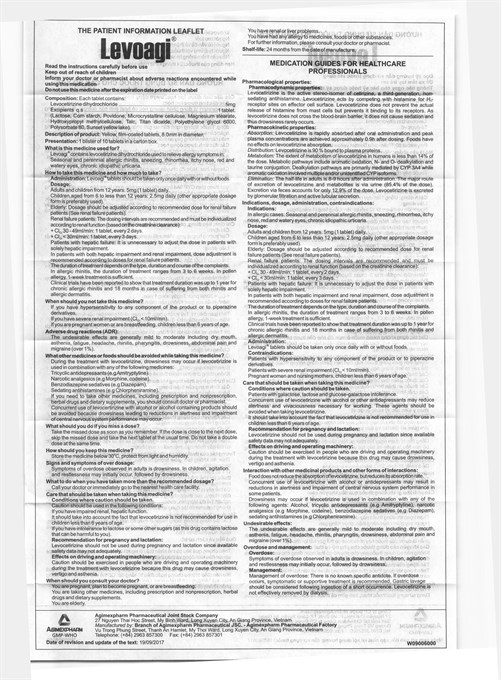 Levoagi 5mg trị viêm mũi dị ứng, mày đay (1 vỉ x 10 viên) - 03/2023 ...