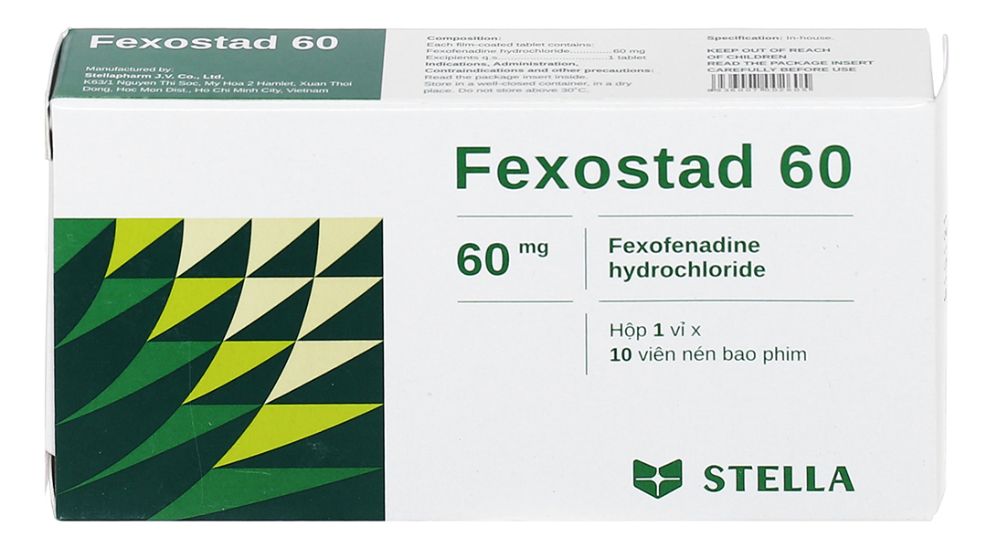 Fexostad 60 trị viêm mũi dị ứng, mày đay (1 vỉ x 10 viên) 03/2023 ...
