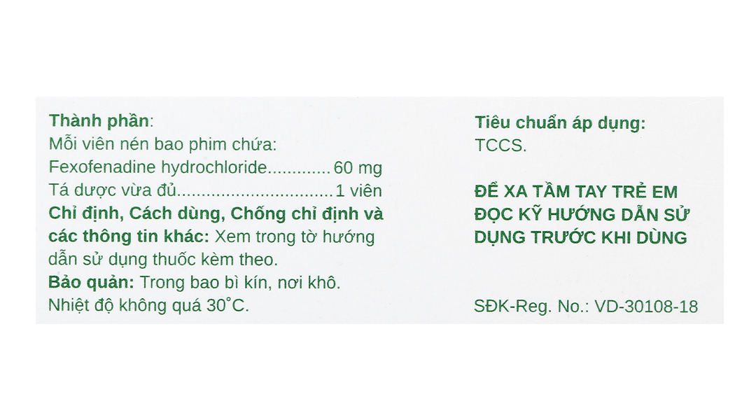 Fexostad 60mg hộp 10 viên chống dị ứng, trị mày đay-Nhà thuốc An Khang