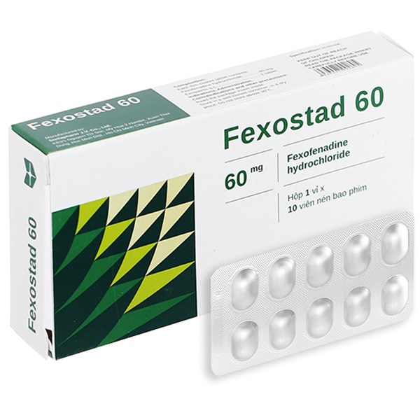 Fexostad 60 trị triệu chứng viêm mũi dị ứng, mày đay (1 vỉ x 10 viên ...