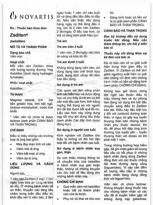 Thuốc Zaditen 1mg hộp 30 viên-Nhà thuốc An Khang