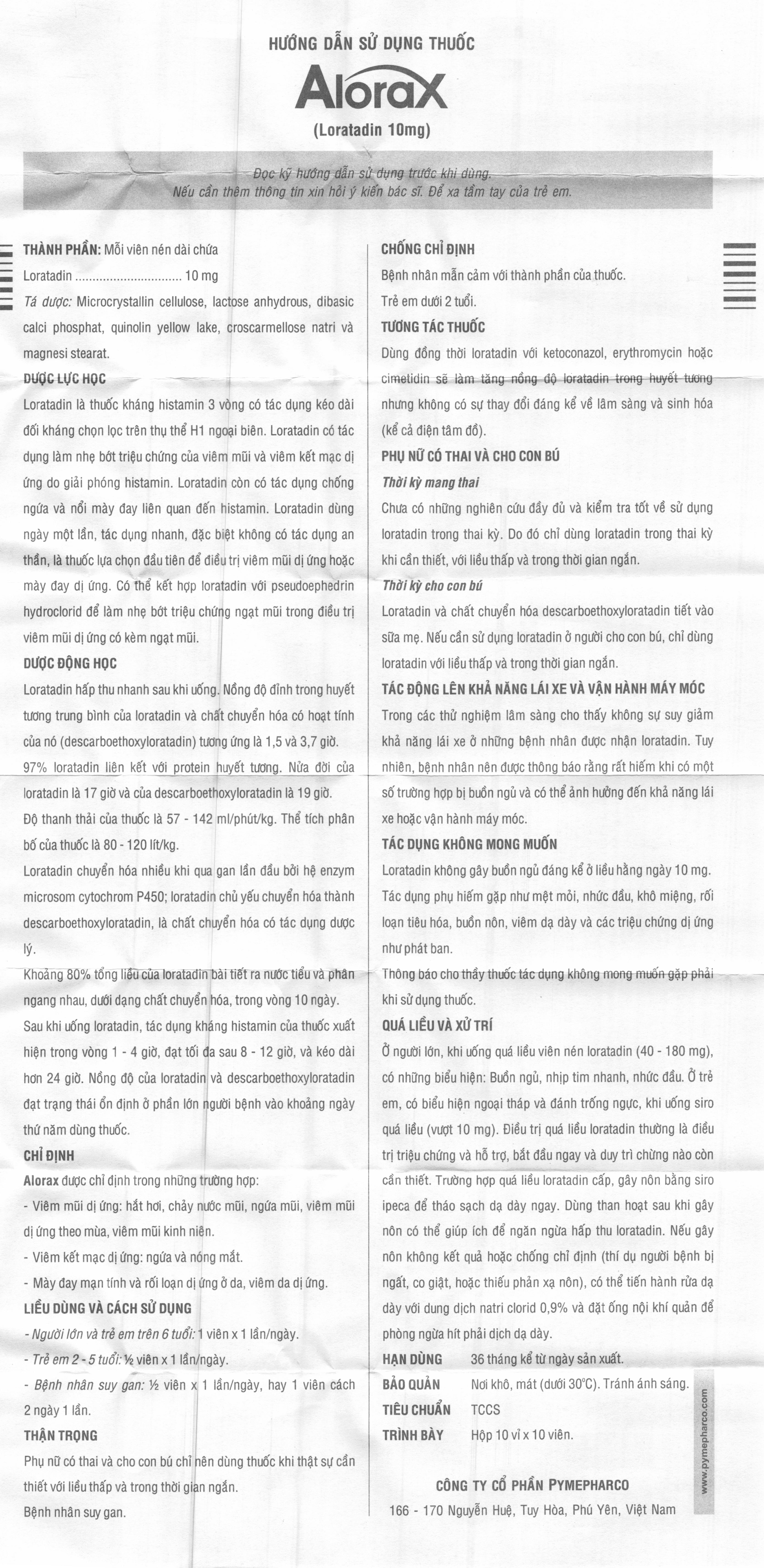 Thuốc Alorax 10mg hộp 100 viên-Nhà thuốc An Khang