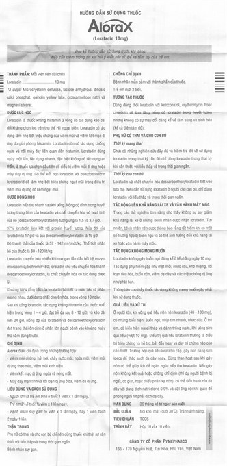 Thuốc Alorax 10mg hộp 100 viên-Nhà thuốc An Khang
