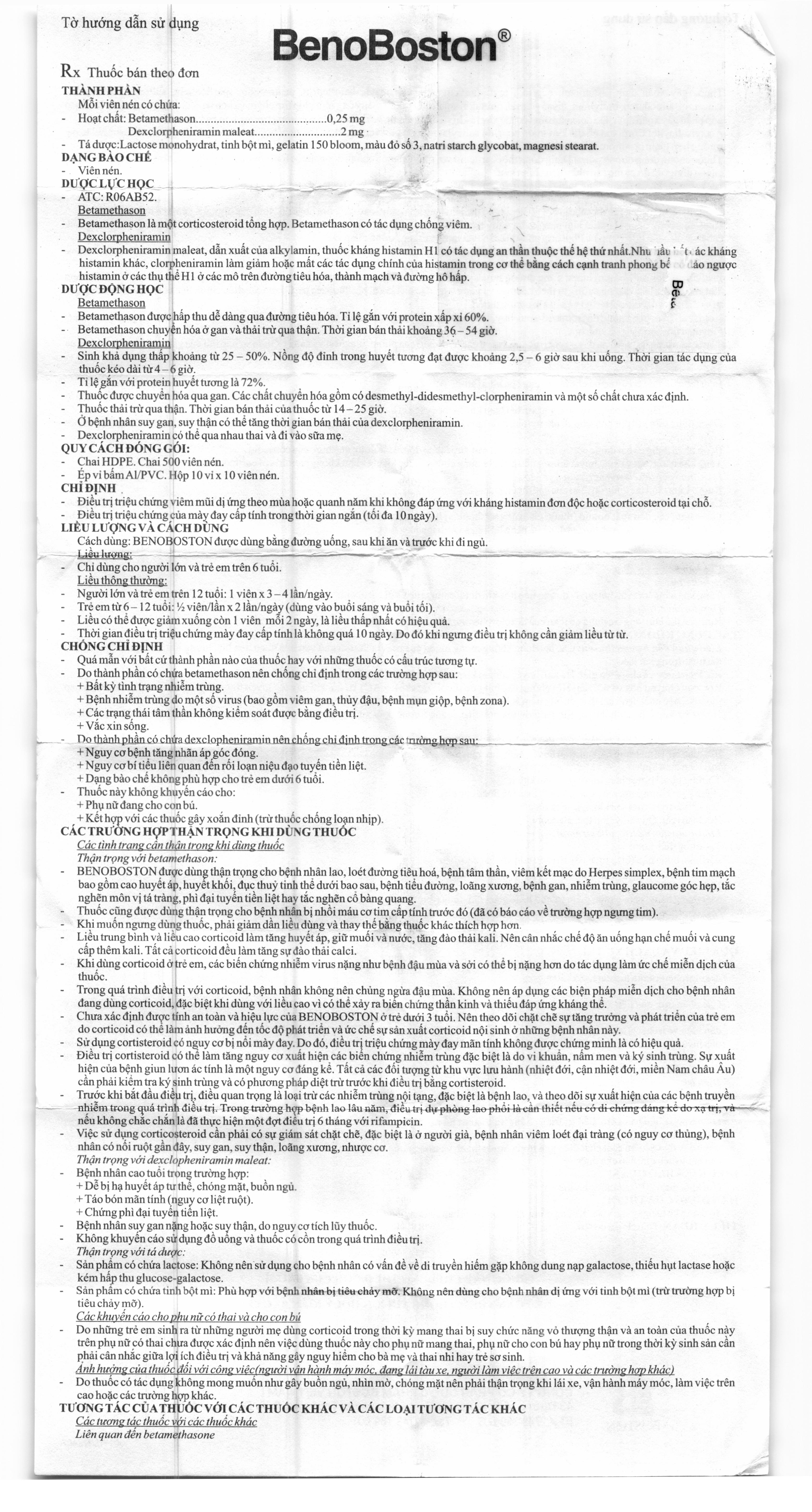 Thuốc BenoBoston chai 500 viên-Nhà thuốc An Khang