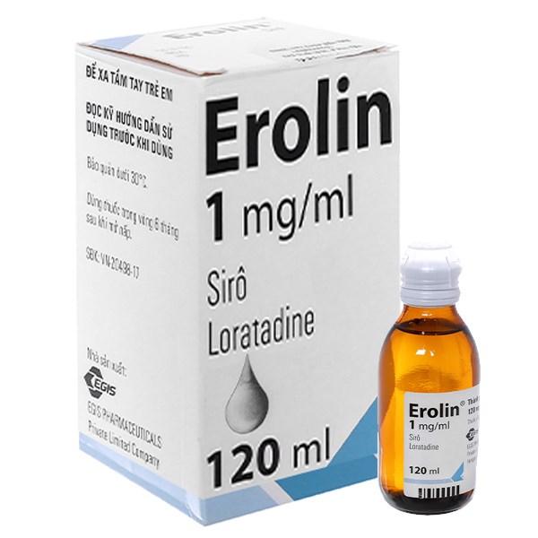 Siro Erolin 1mg/ml trị viêm mũi dị ứng, mày đay chai 120ml - 02/2025 ...