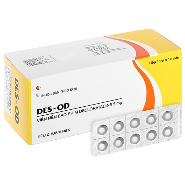Des-OD 5mg giảm triệu chứng viêm mũi dị ứng, mề đay (10 vỉ x 10 viên ...