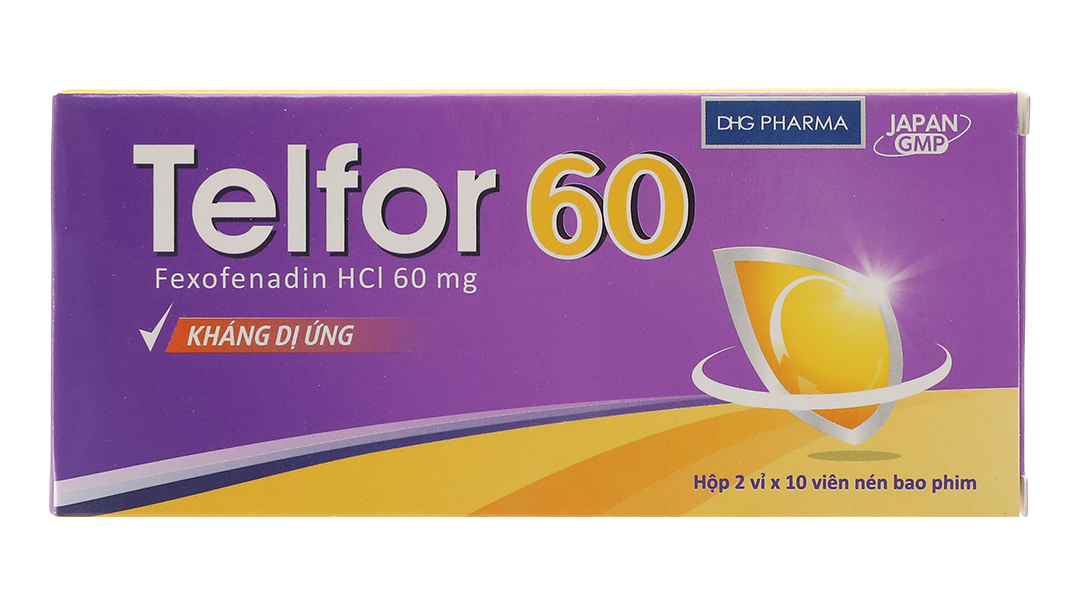 Telfor 60mg trị các triệu chứng viêm mũi dị ứng, mày đay (2 vỉ x 10 ...