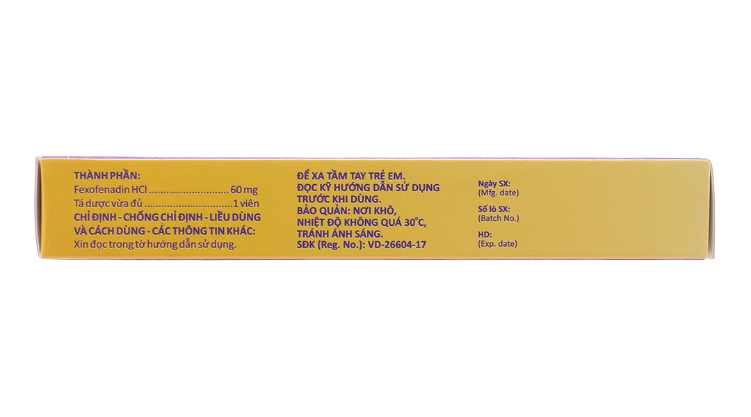 Telfor 60mg trị các triệu chứng viêm mũi dị ứng, mày đay (2 vỉ x 10 ...