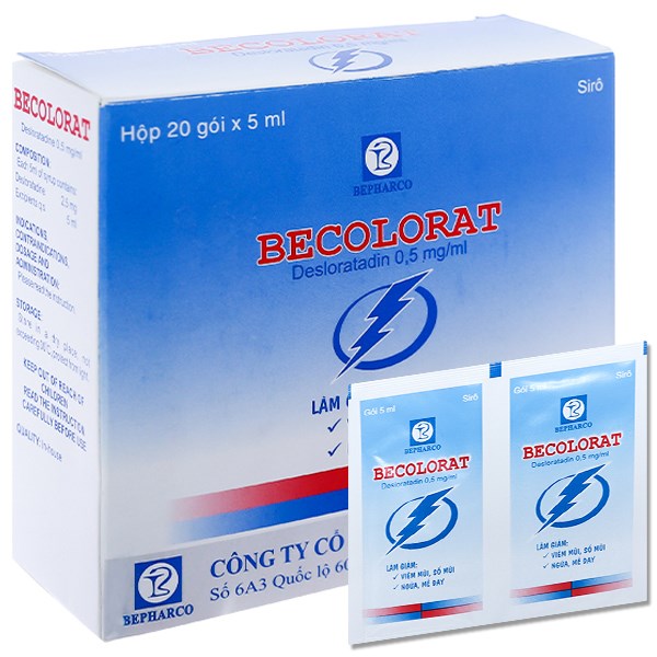 Siro Aerius 0.5mg/ml trị các triệu chứng viêm mũi dị ứng, mày đay chai ...