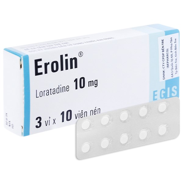 Erolin 10mg trị triệu chứng của bệnh viêm mũi dị ứng, mề đay mạn tính ...
